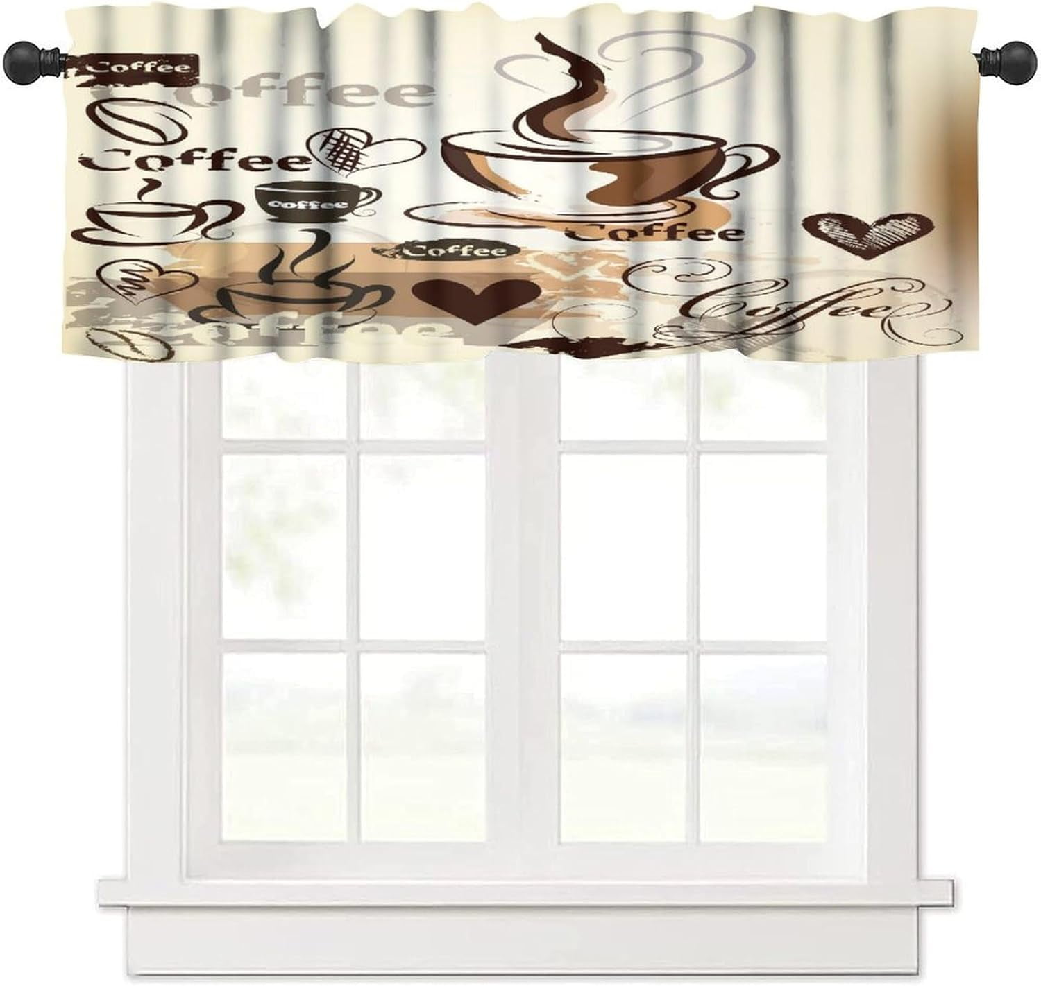 Coffee Valances Kitchen Curtains, Modern Cafe Coffee Theme Valance for ...