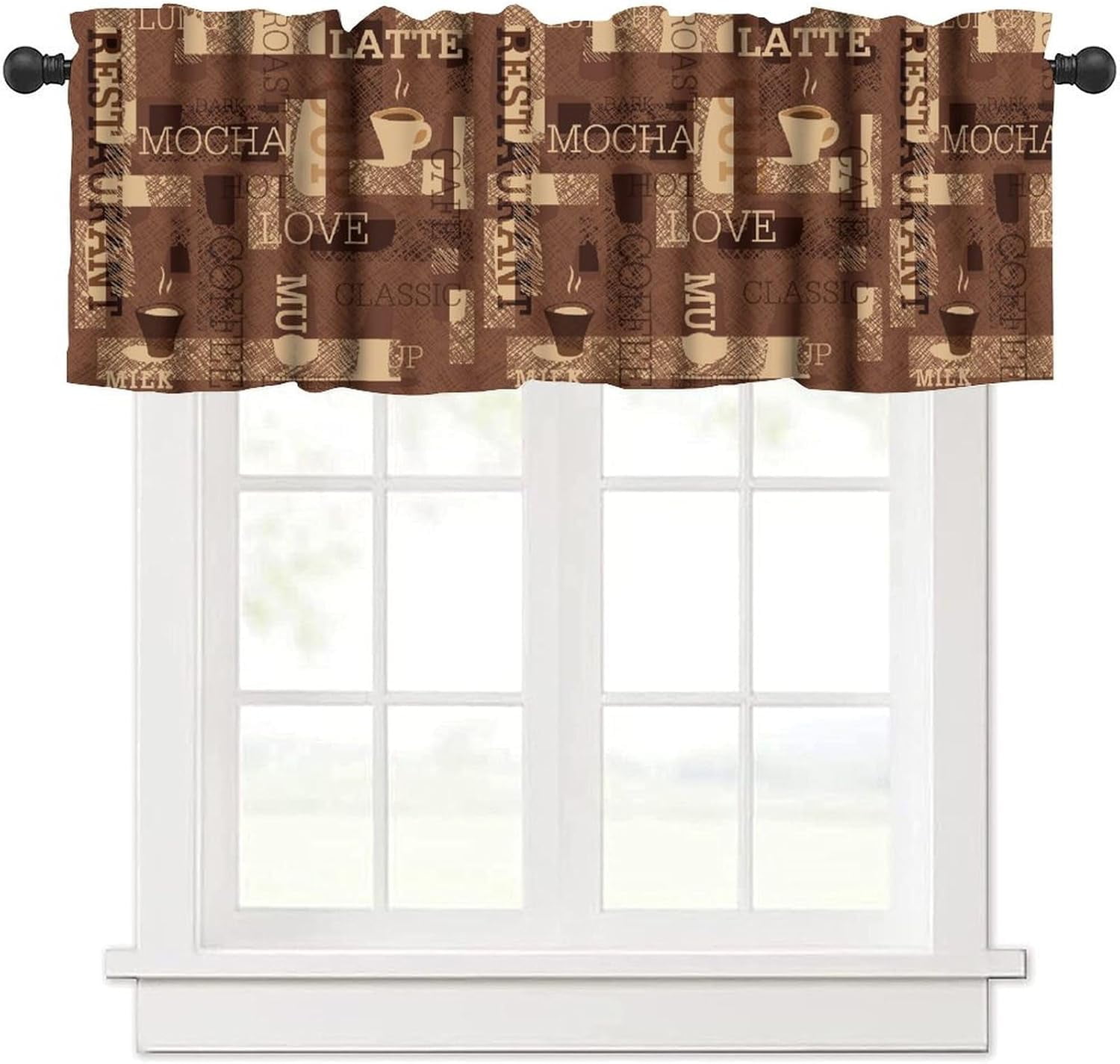 Coffee Valances Kitchen Curtains, Modern Cafe Coffee Theme Valance for ...