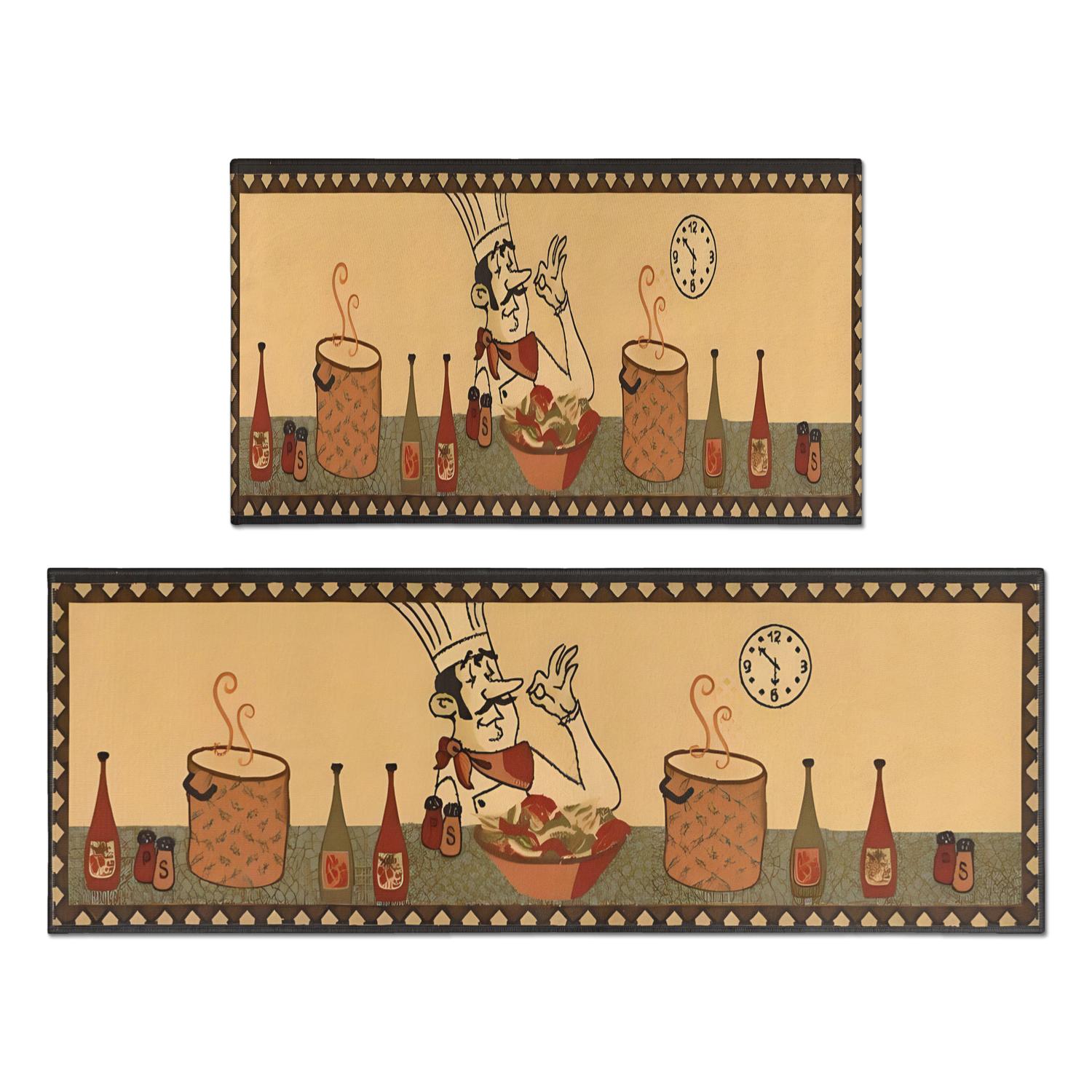 Coffee Vintage Chef Kitchen Pattern Kitchen Mats Set Of 2,Kitchen Rugs ...