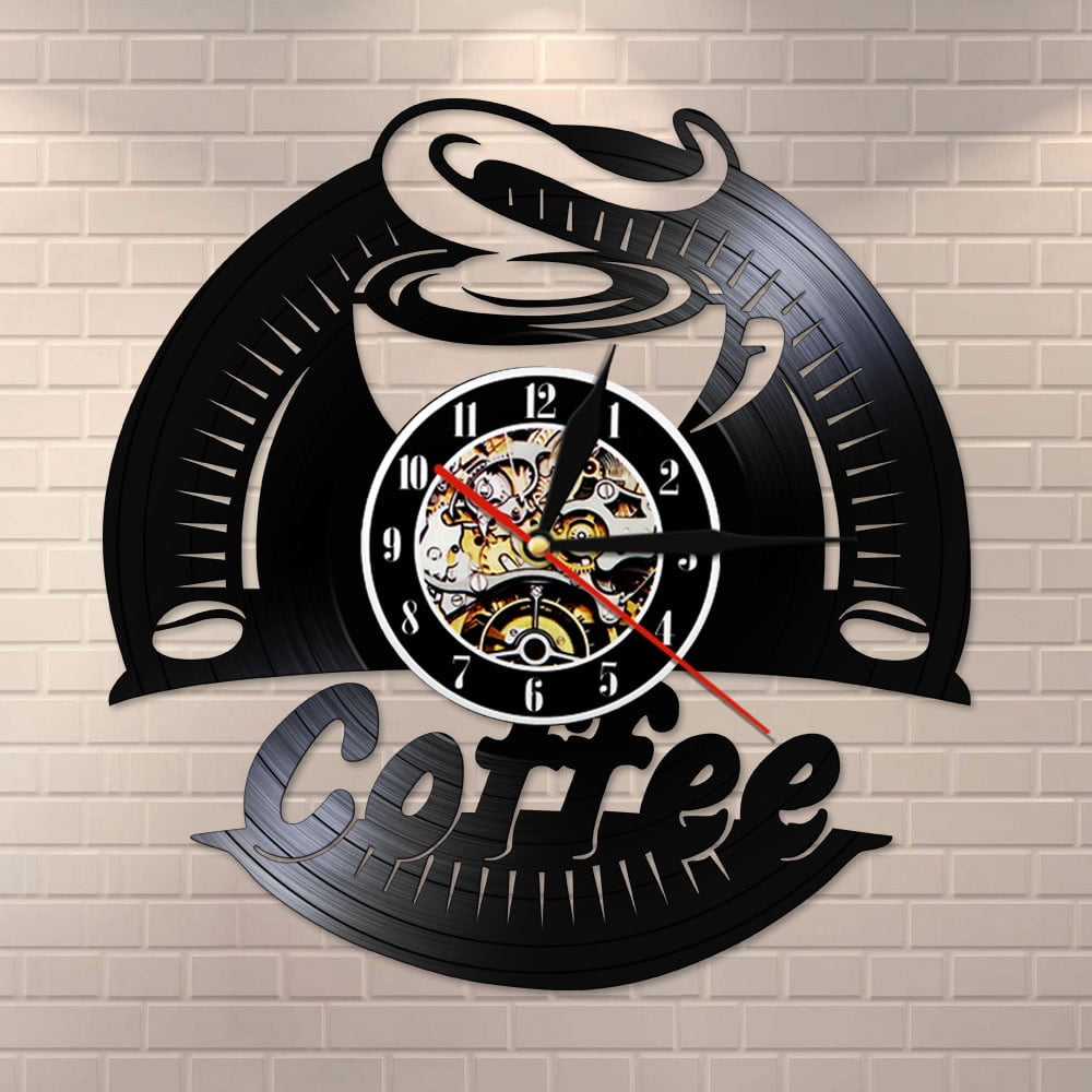 Coffee Vinyl Record Wall Clock Modern Design Decorative Clock Kitchen ...