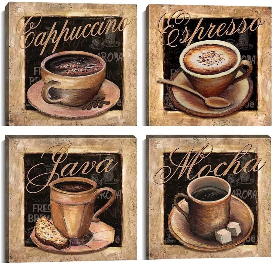 Coffee Wall Art for Cafe Kitchen Dining Room Wall Decor Vintage Coffee ...