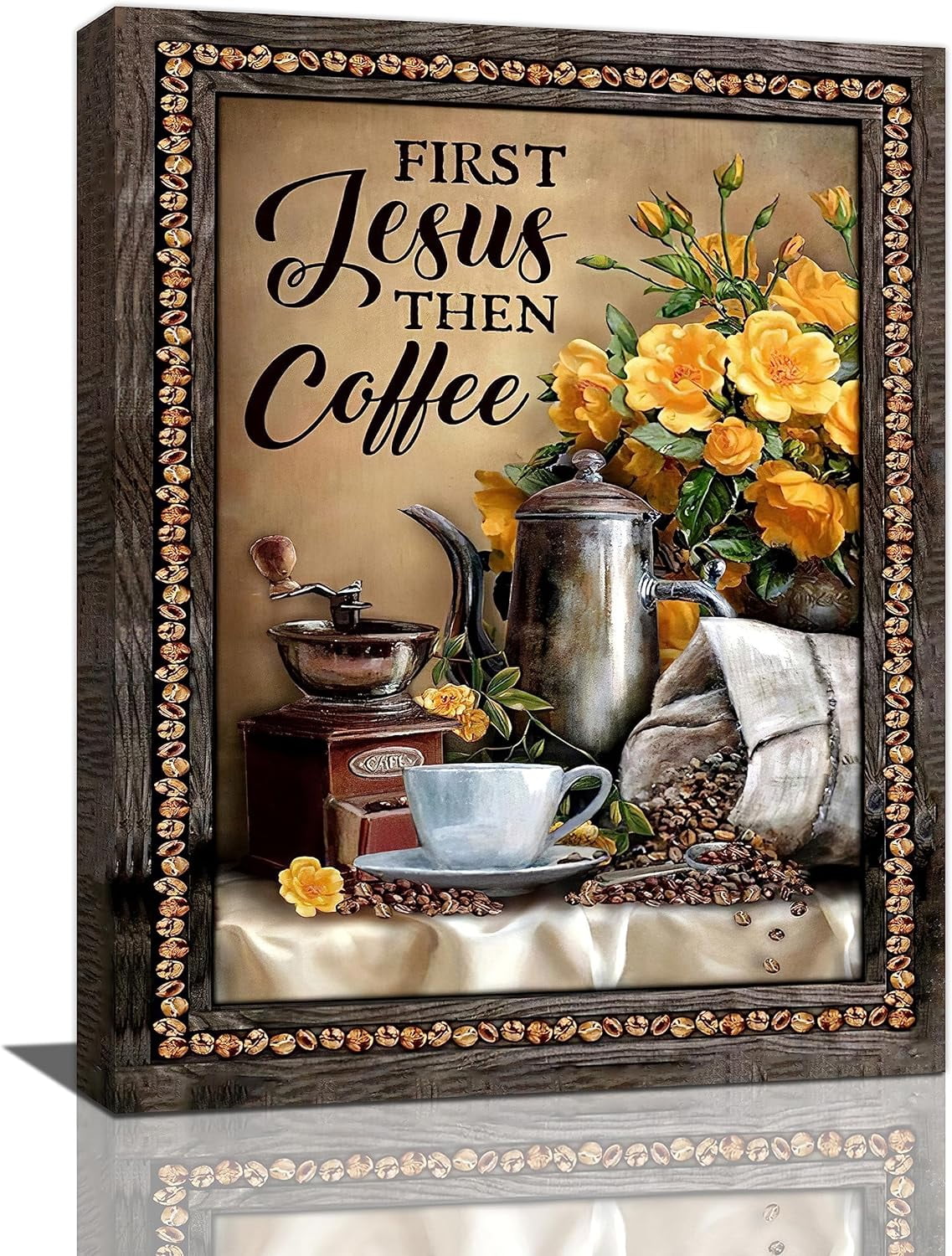 Coffee Wall Art Christian Kitchen Pictures Wall Decor Jesus Canvas ...
