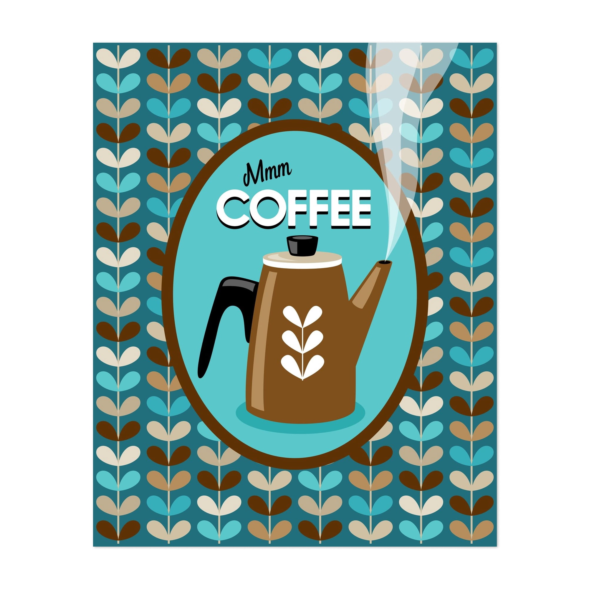 Coffee Wall Art // Mmm Coffee Quote // Typography // Turquoise Blue ...