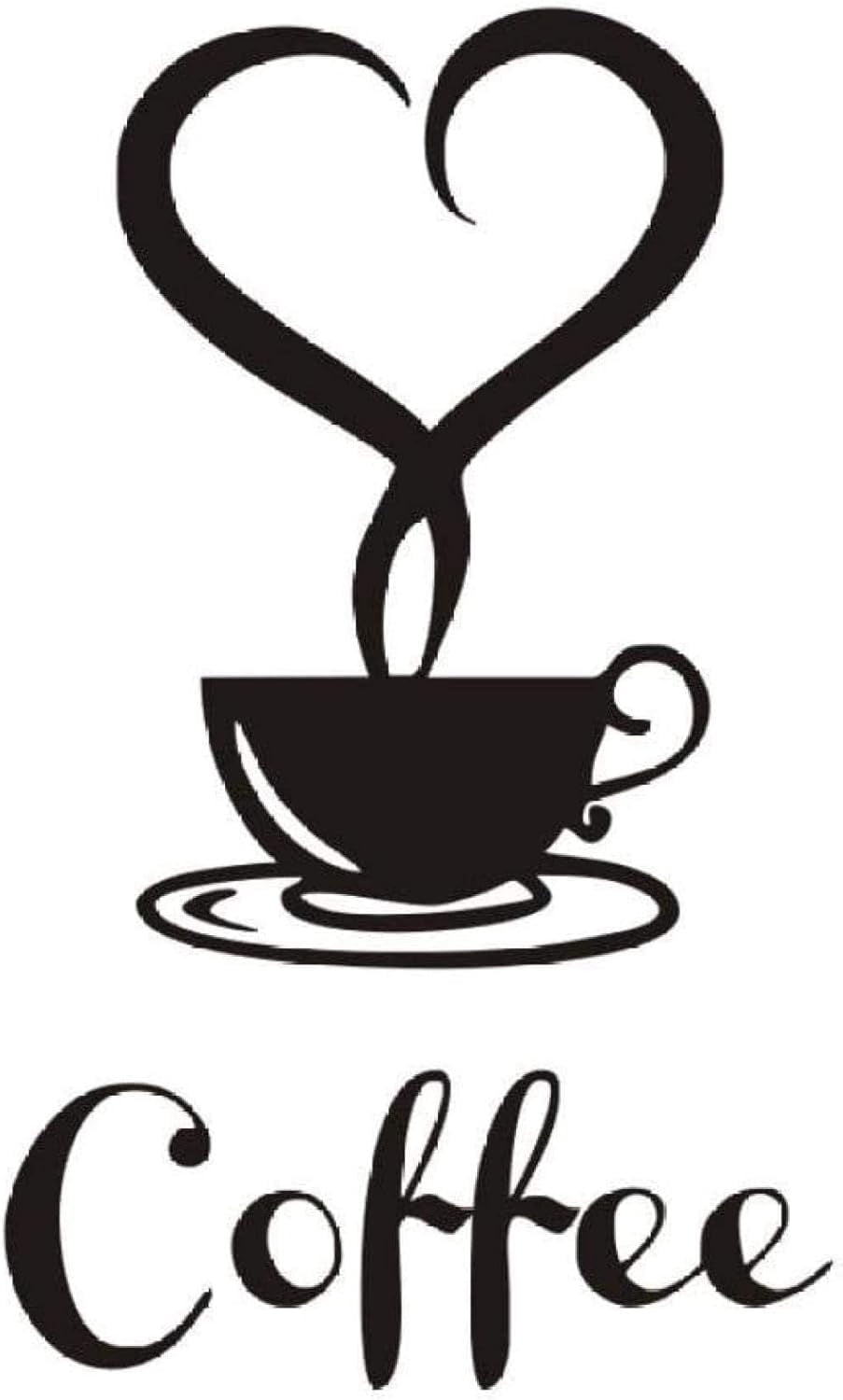 Coffee Wall Decal Sticker - Heart Coffee Cup Design, Minimalist Kitchen ...