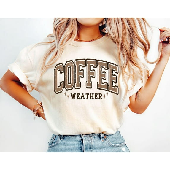 Coffee Weather Puff Print Sweatshirt, Coffee Sweatshirt,Lighter Brown ...