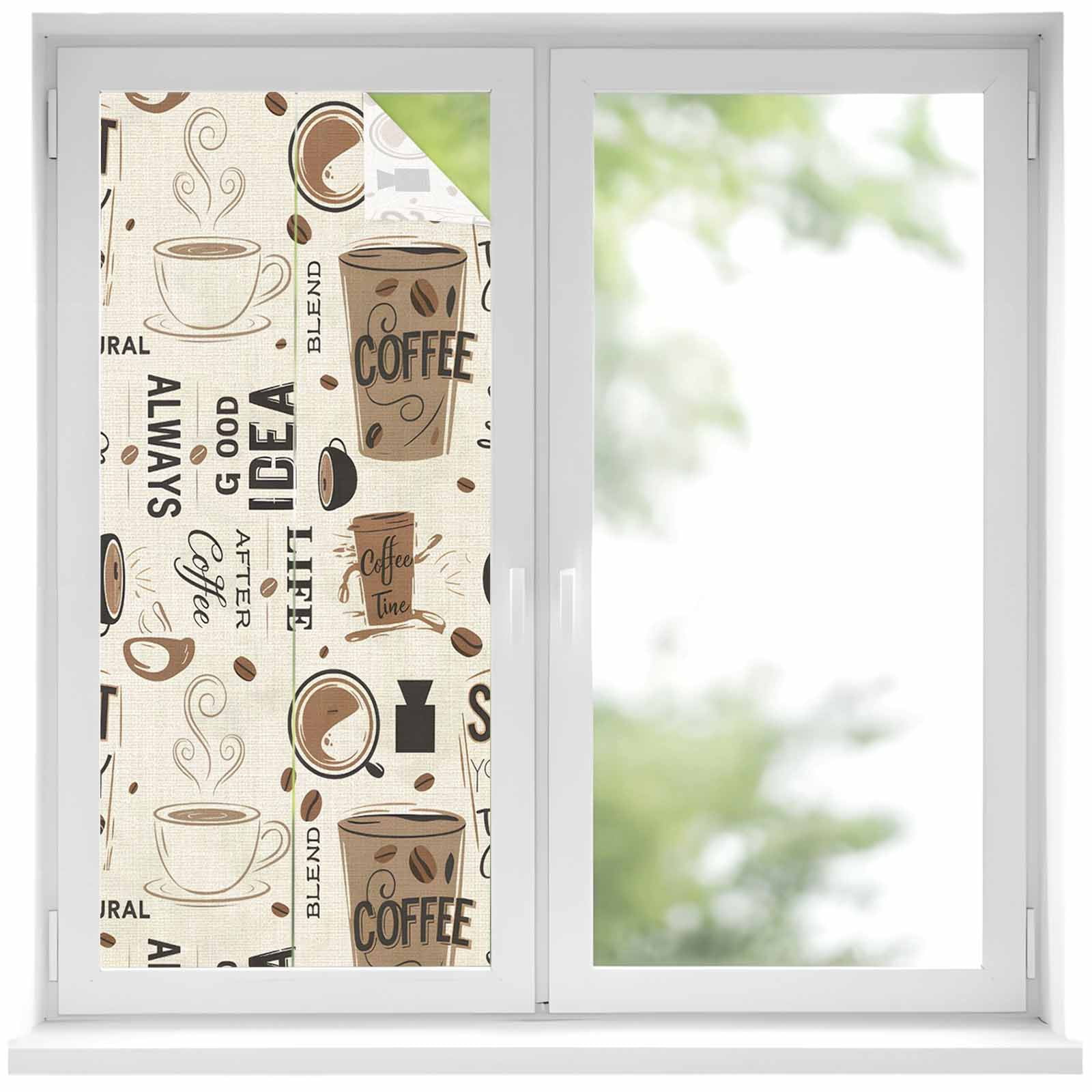 Coffee Window Privacy Film, Brown Beans Cup Dessert Drink Monochrome ...