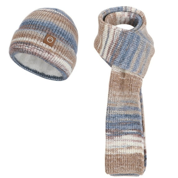 Coffee Winter Knit Hat For Womens Scarf Two Piece Set Warm Earmuffs ...