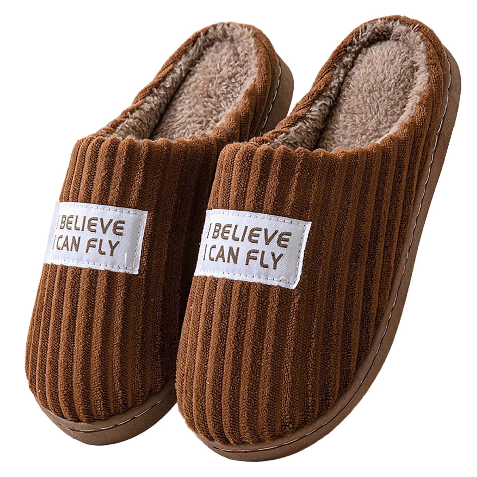Coffee Women'S Cotton Slippers Thick-Soled Slip On Design Corduroy ...