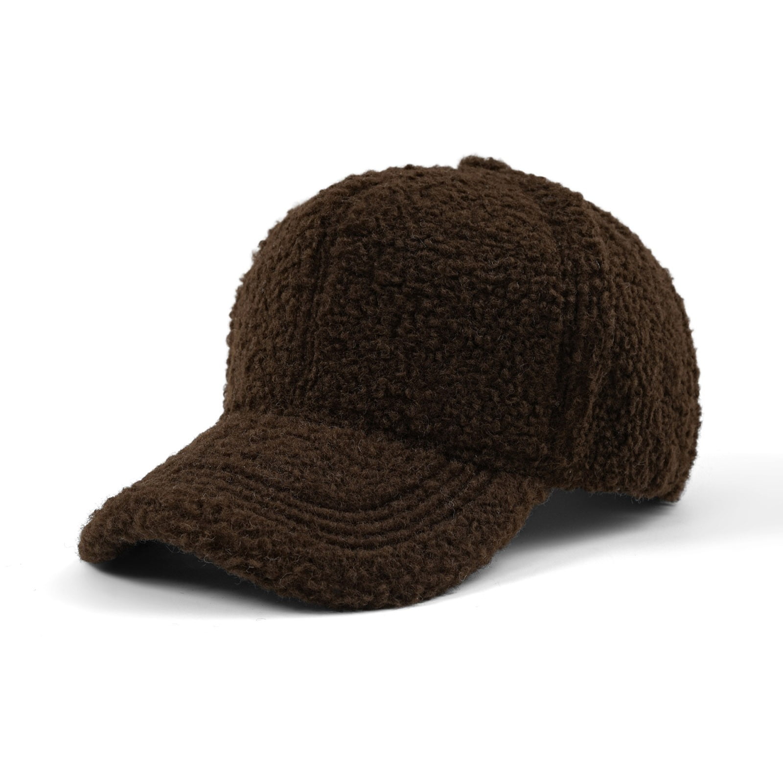 Coffee Women'S Winter Solid Lamb Fleece Baseball Hat For Outdoor ...