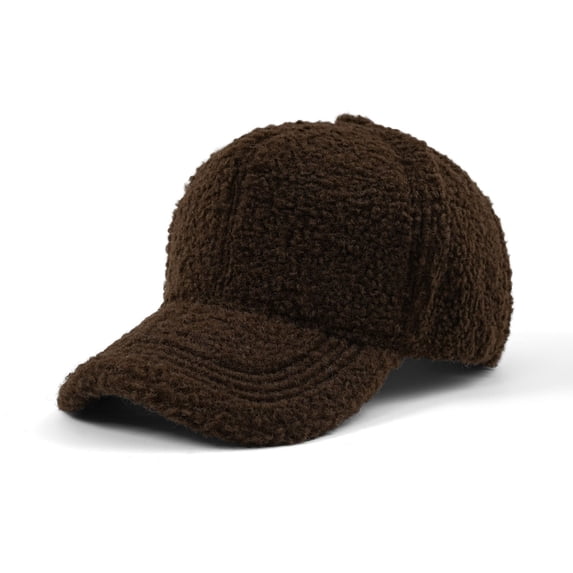 Coffee Women'S Winter Solid Lamb Fleece Baseball Hat For Outdoor ...