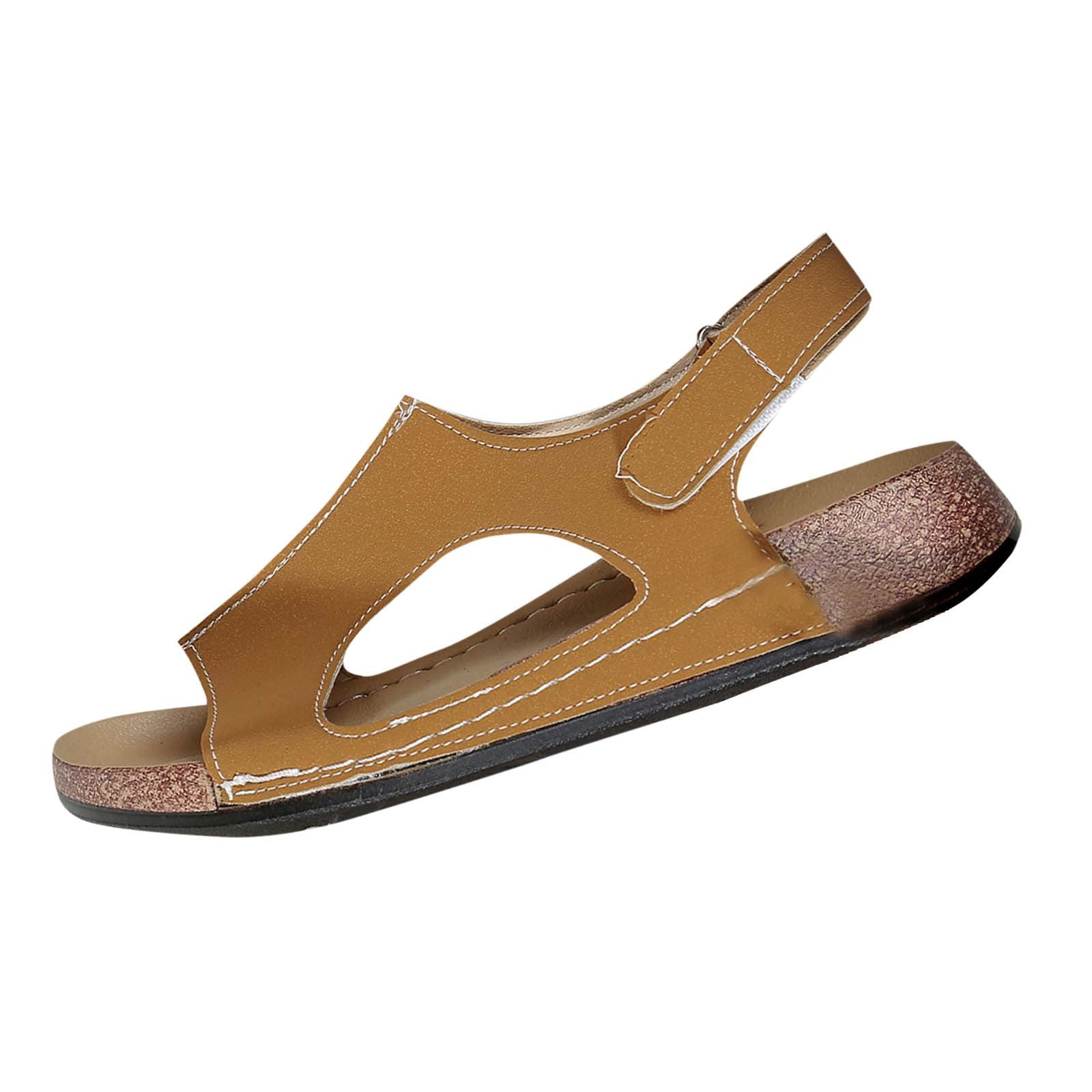 Coffee Women Spring Summer Casual Sandals Open Toe Flat Sole Beach ...