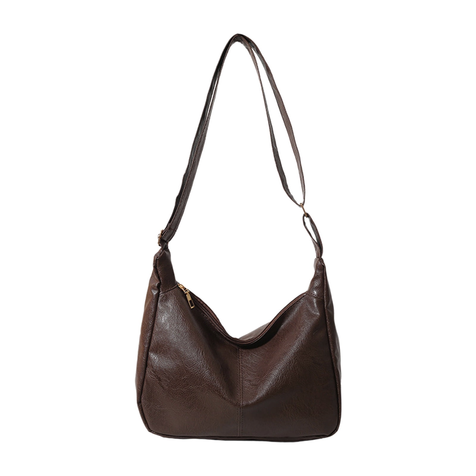 Coffee Womens Single Shoulder Bag Ultra Soft Foldable Vegan Leather ...