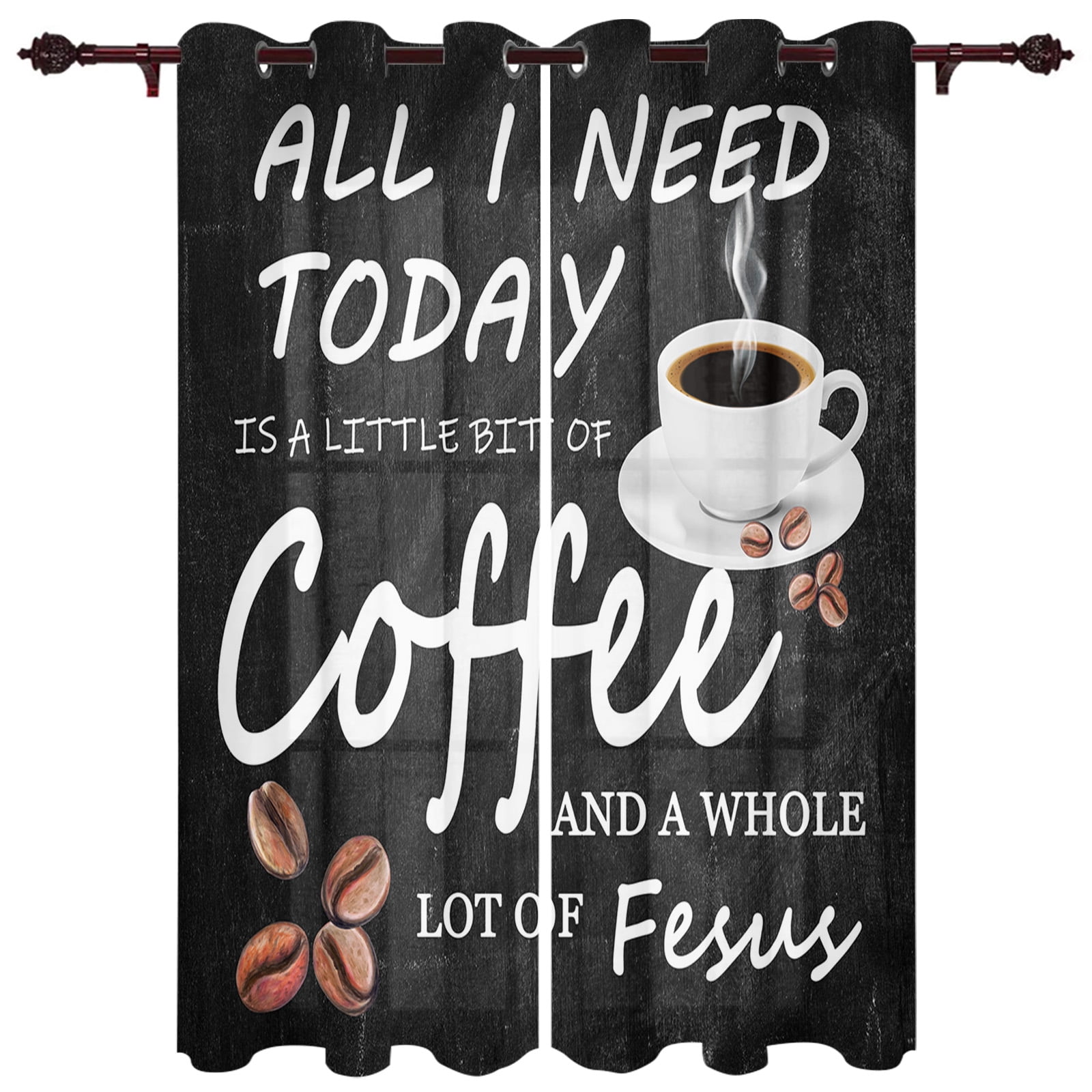 Coffee Wood Grain Retro Lattice Curtains for Bedroom Kids Room Living ...