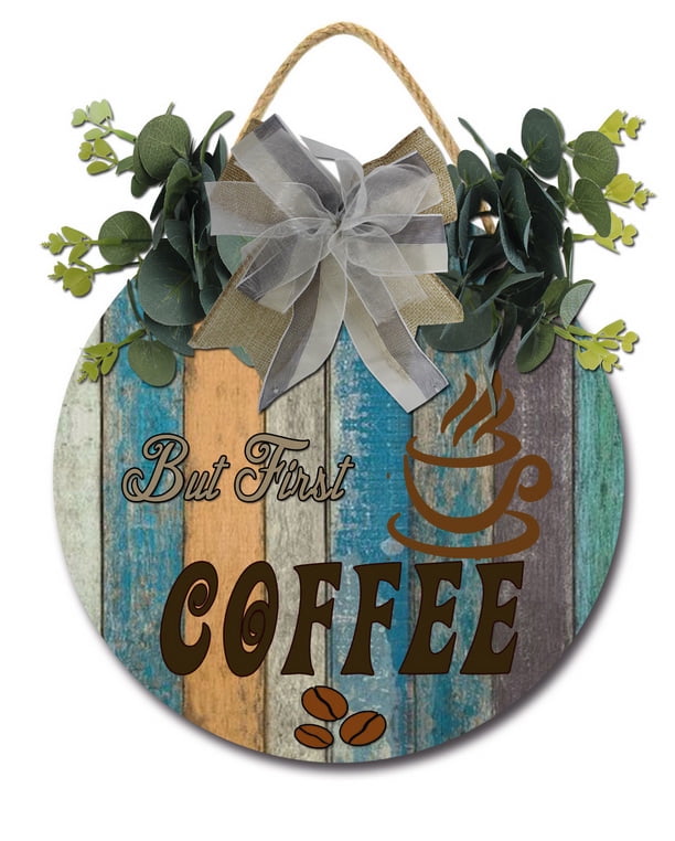 Coffee Wood Plank Hanging Sign For Kitchen Wall Decoration For Home ...
