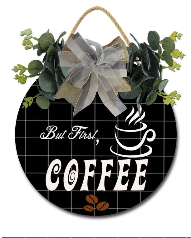 Coffee Wood Plank Hanging Sign For Kitchen Wall Decoration For Home ...