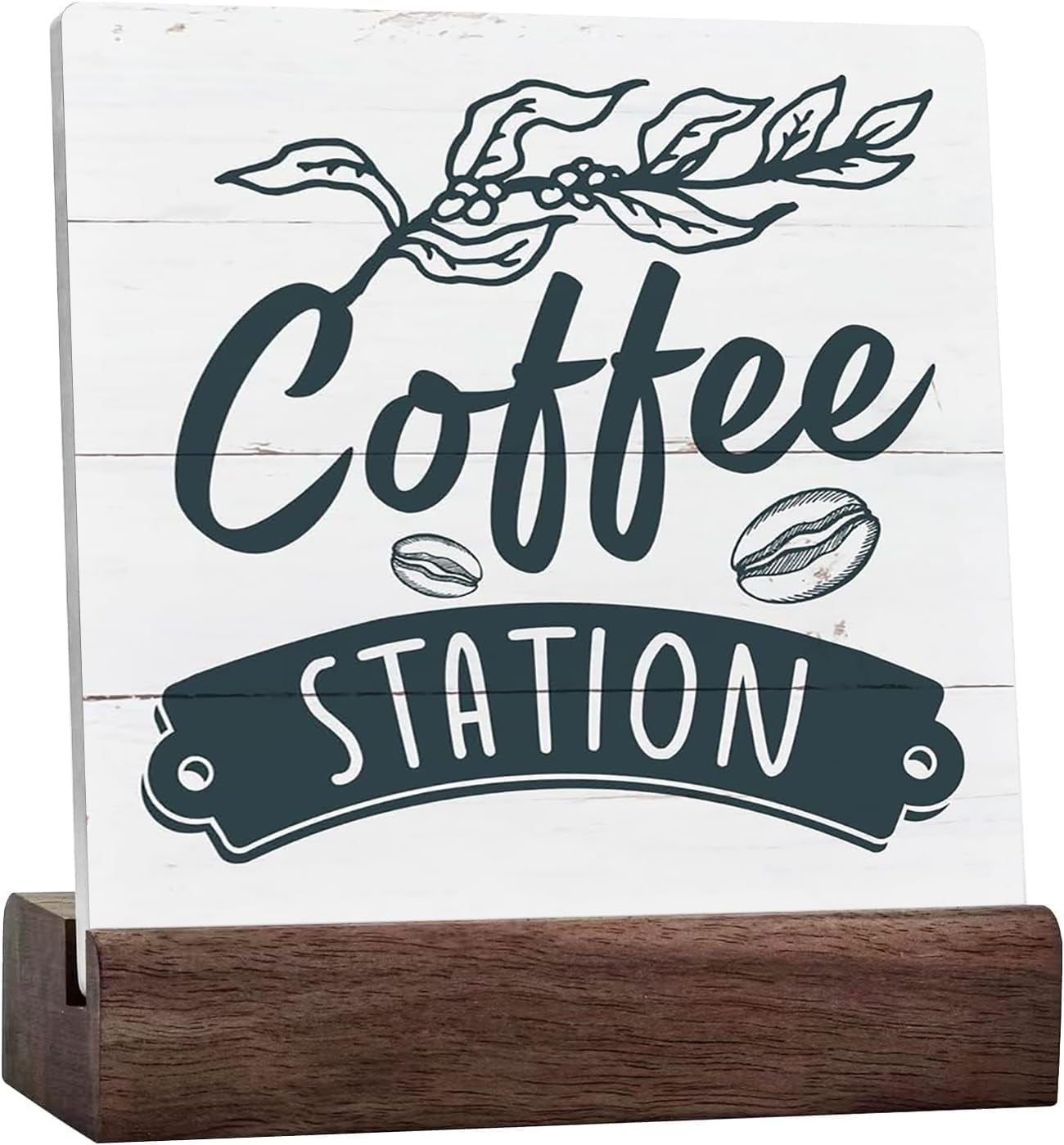 Coffee Wood Signs, Ceramic Table Sign Desk Decor, Farmhouse Coffee ...