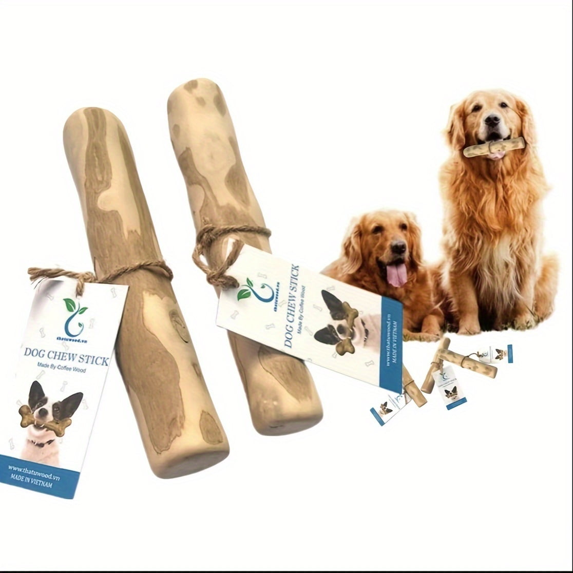 Coffee Wooden Dog Chew Stick Toys, Natural Durable Real Wooden Bone ...