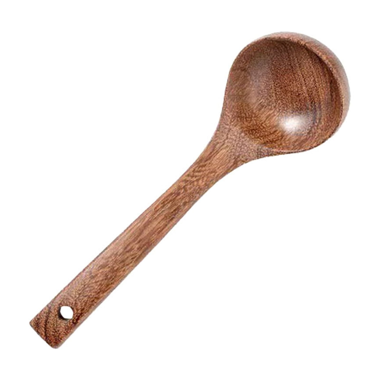 Coffee Wooden Oil Spoon For Non Stick Pans Kitchen Utensil Natural ...