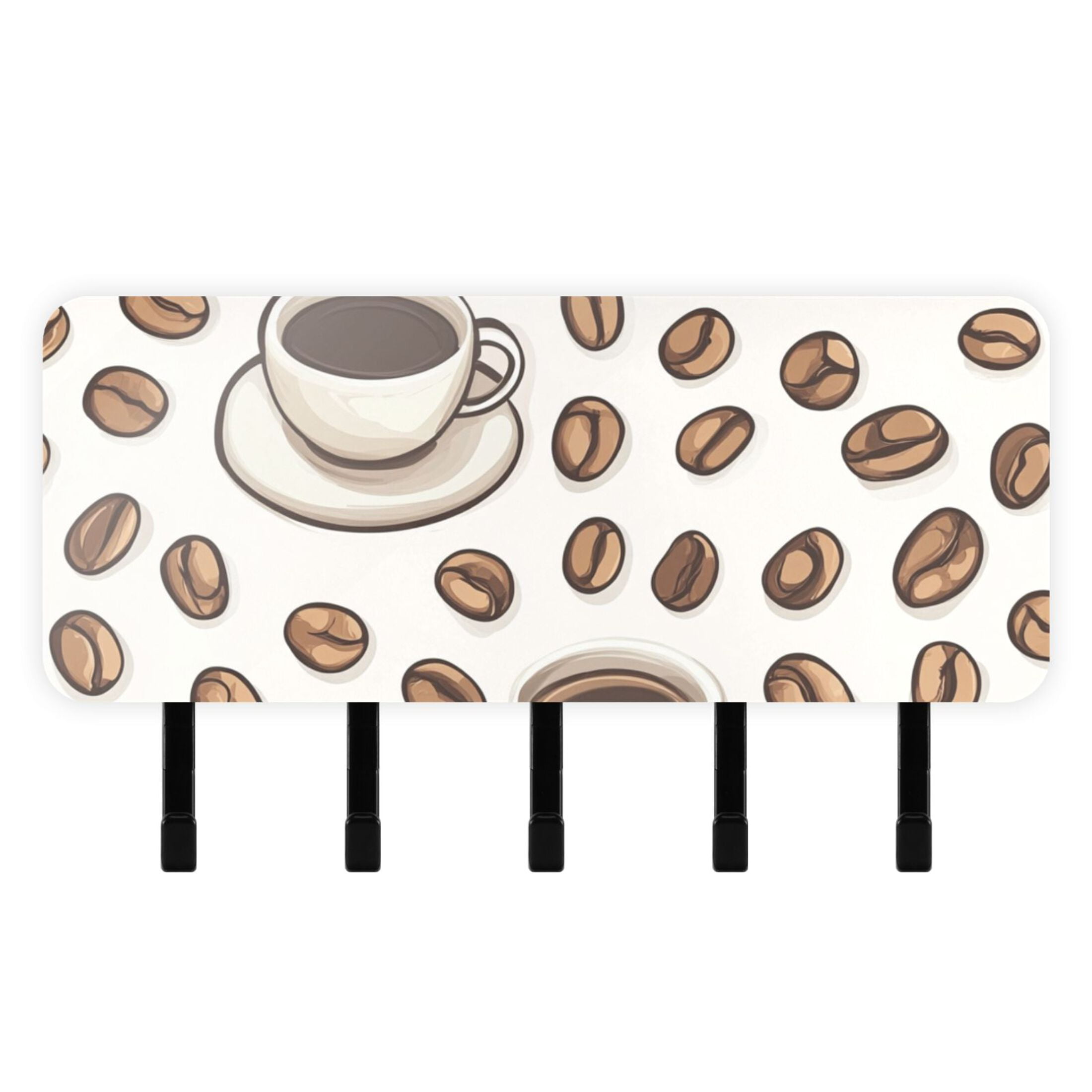Coffee and Coffee Beans Key Holder for Wall Mail Holder Organizer with ...