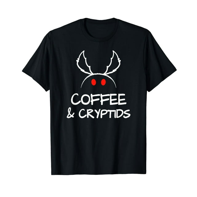 Coffee and Cryptids Cute Mothman Cryptid Cryptozoology Black T-Shirt ...