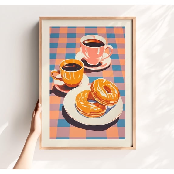 Coffee and Donuts Breakfast Nook Vintage Cafe Wall Decor, Unframed ...