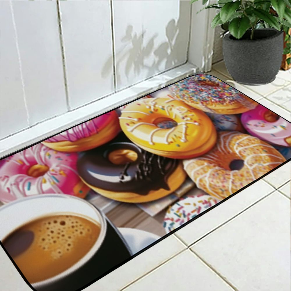 Coffee and Donuts Print Doormat,Entry Mat/Garage, Patio Entrance Mat ...