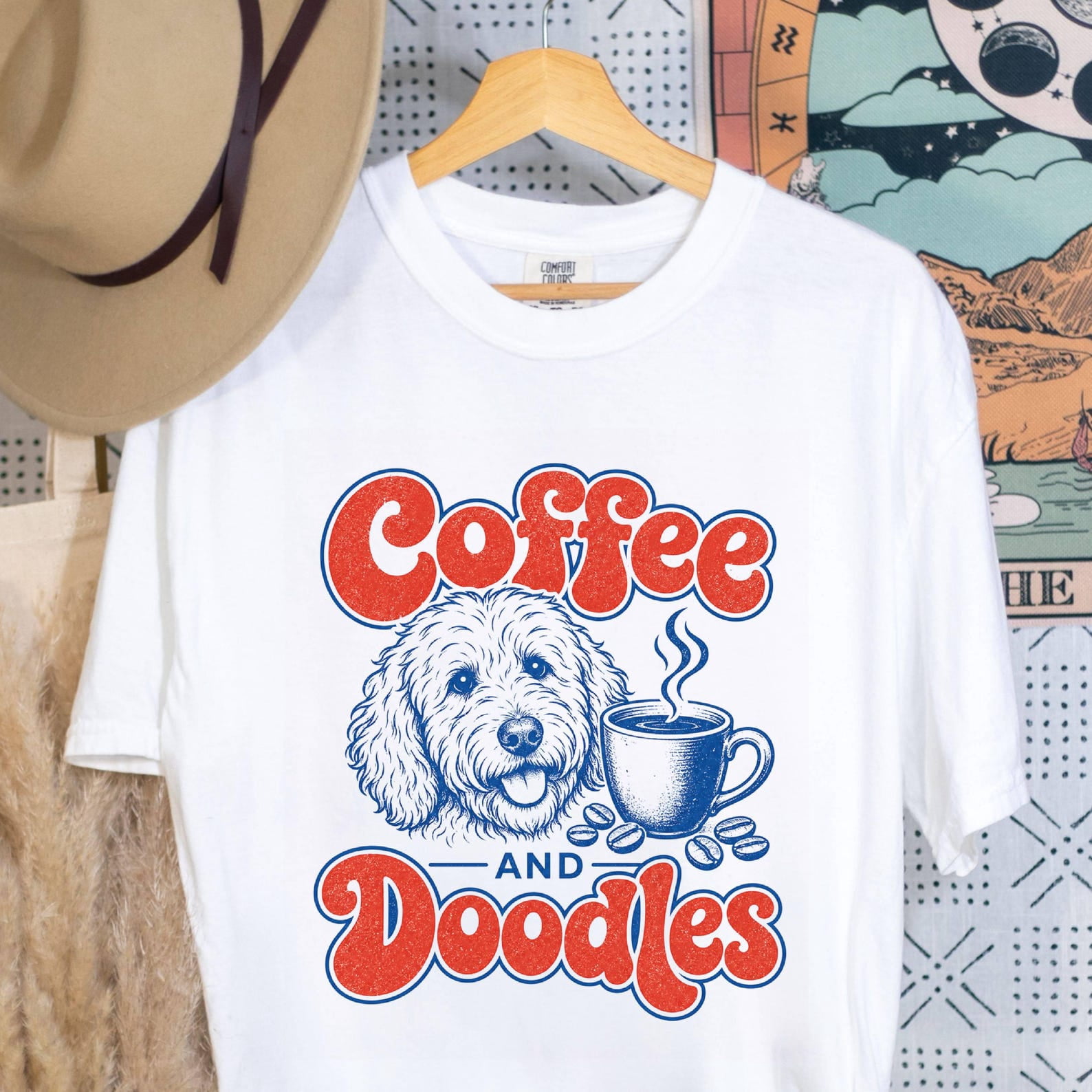 Coffee and Doodles Dog Mom Tee, Goldendoodle Labradoodle Dog Breed ...