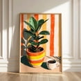 Coffee and Rubber Plant Retro Mid Century Modern Kitchen Ficus Elastica ...