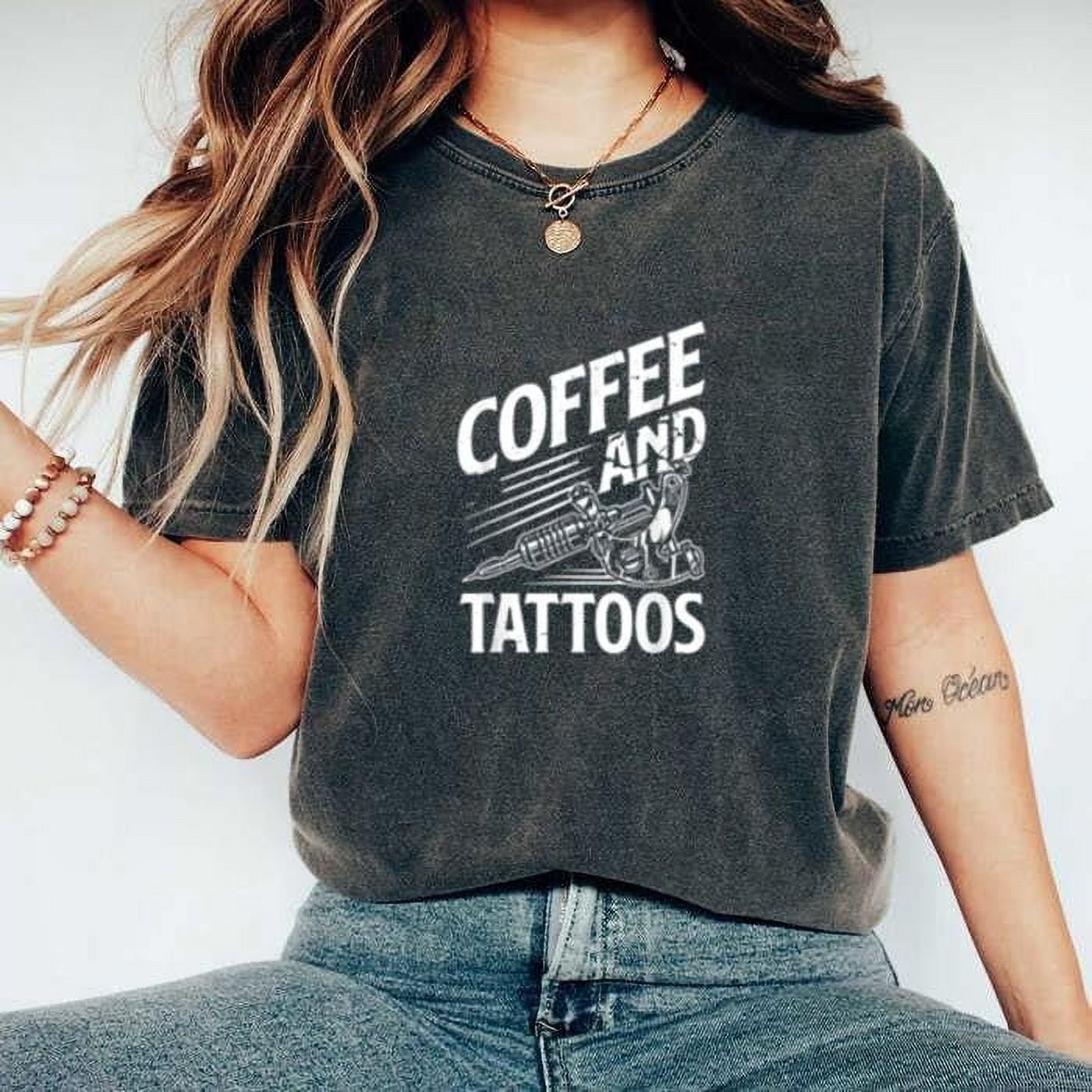 Coffee and Tattoo Lover Comfort Color T-Shirt Funny Inked Caffeine ...