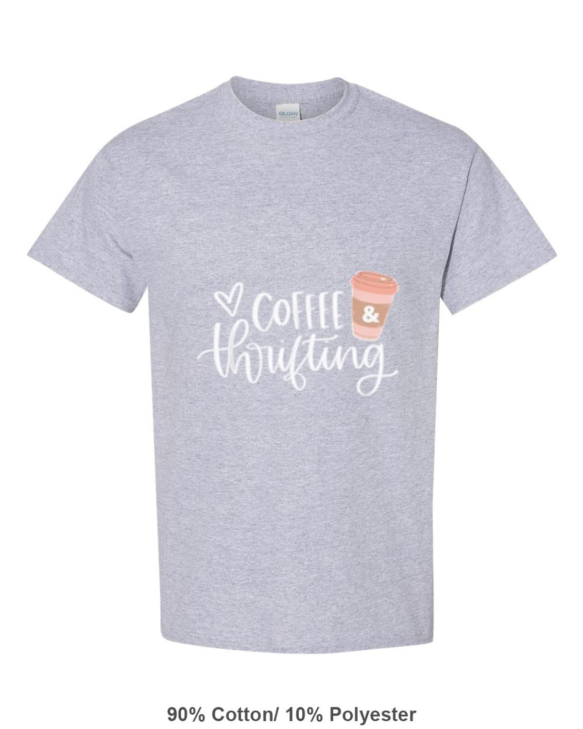 Coffee and Thrifting Cute Trendy Vintage Style Fun Quote Mood T-Shirt ...