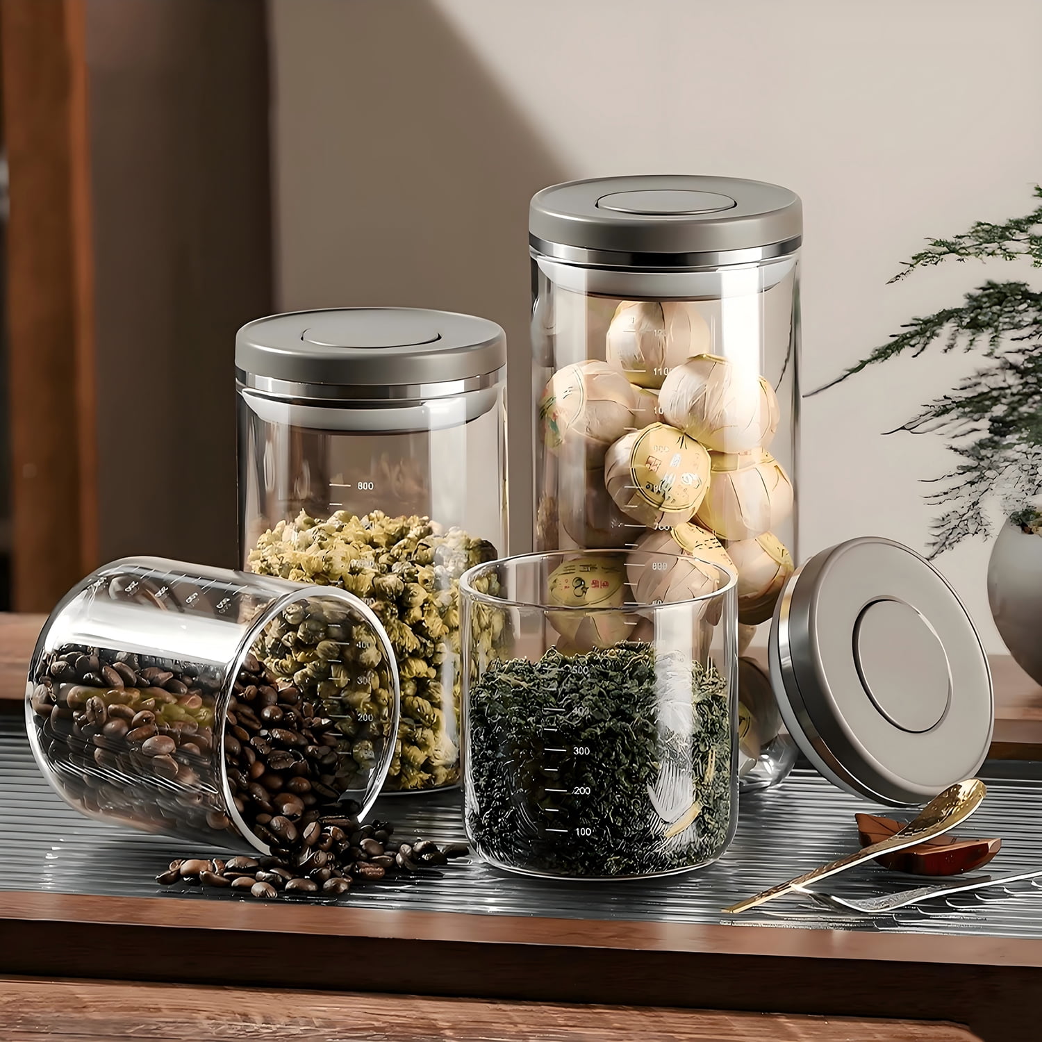 Mein Coffee Bean Cans, Tea Tin, Household Glass Storage Tanks, Kitchen ...