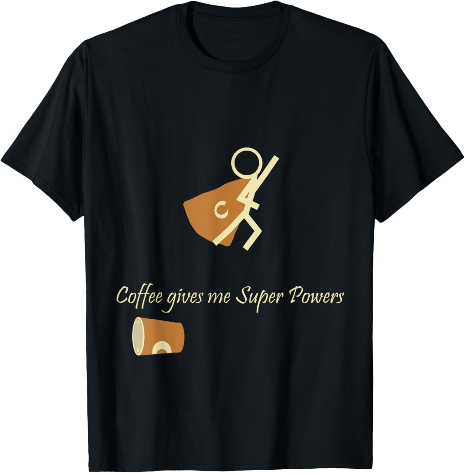 "Coffee gives me super powers" hero stick figure T-shirt - Walmart.com