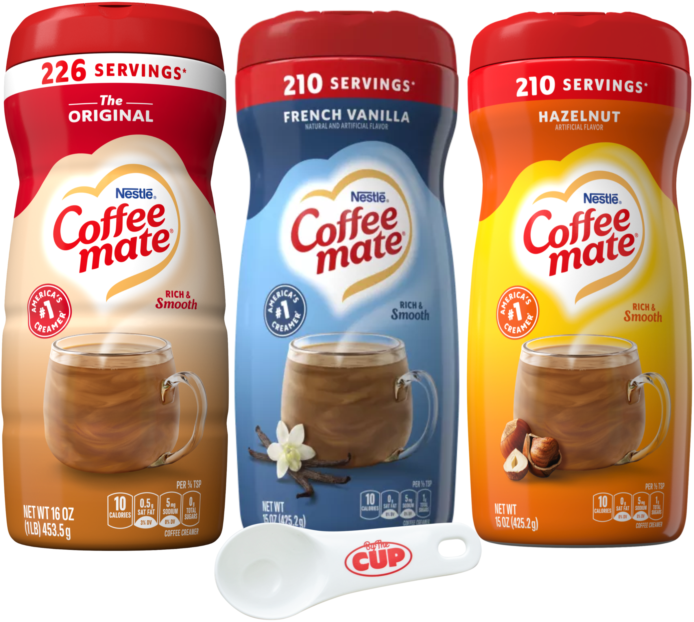Coffee mate French Vanilla 15 oz, Hazelnut 15 oz, Original 16 oz ...