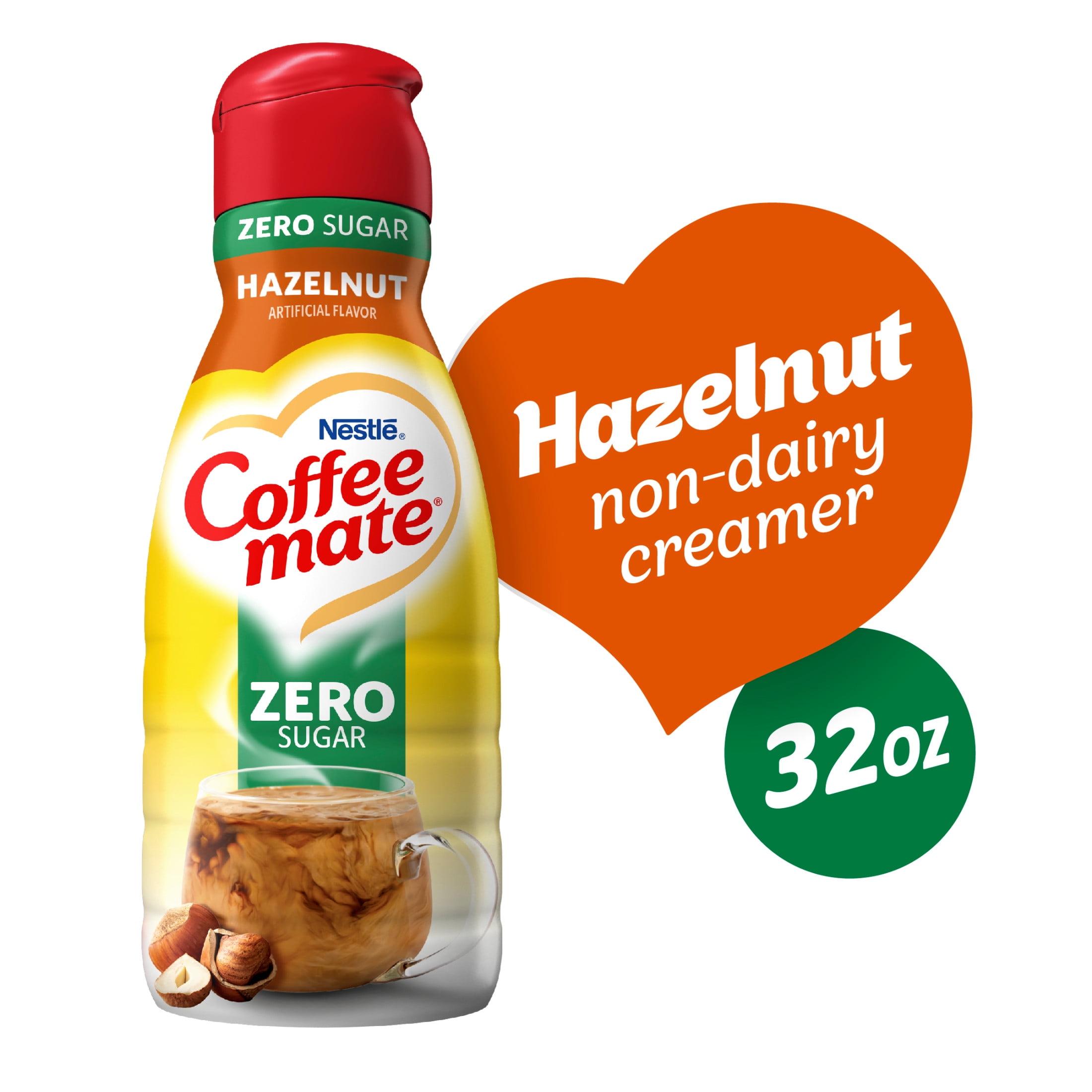 Nestle Coffee Mate Zero Sugar, Hazelnut Flavored Liquid Coffee Creamer ...