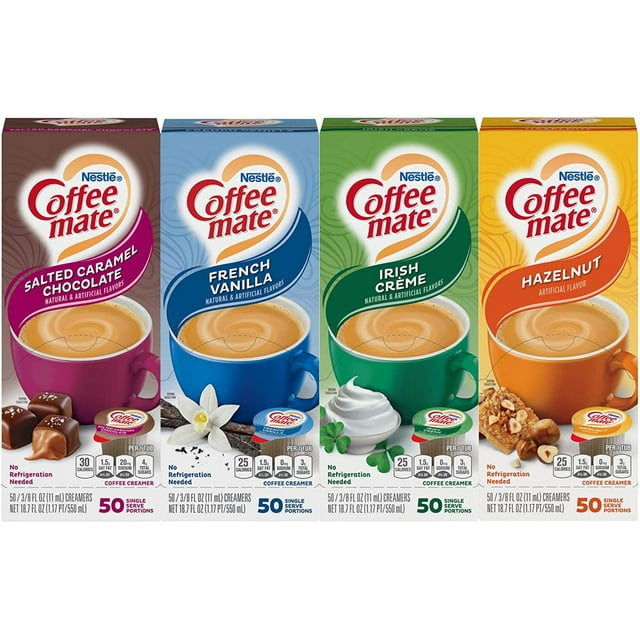 Coffee mate Liquid .375oz, 4 Flavor Variety 200 Count including ...
