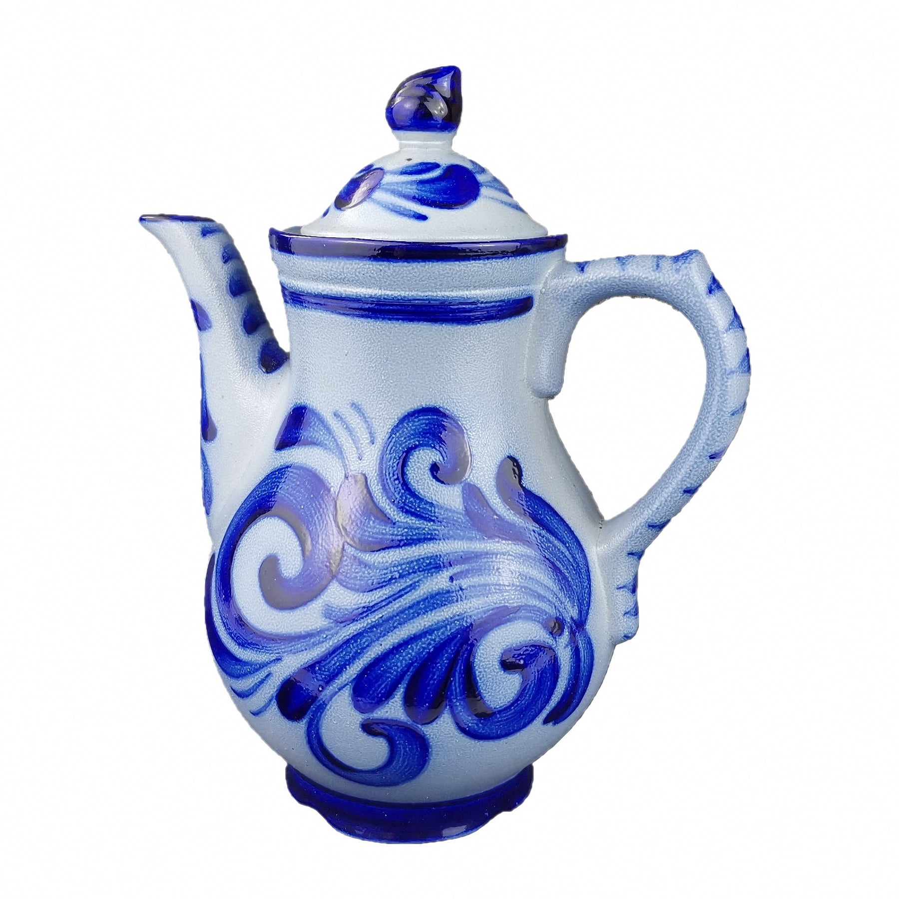 Coffee pot, hand-blued salt-glazed stoneware, gray-blue dishes ...