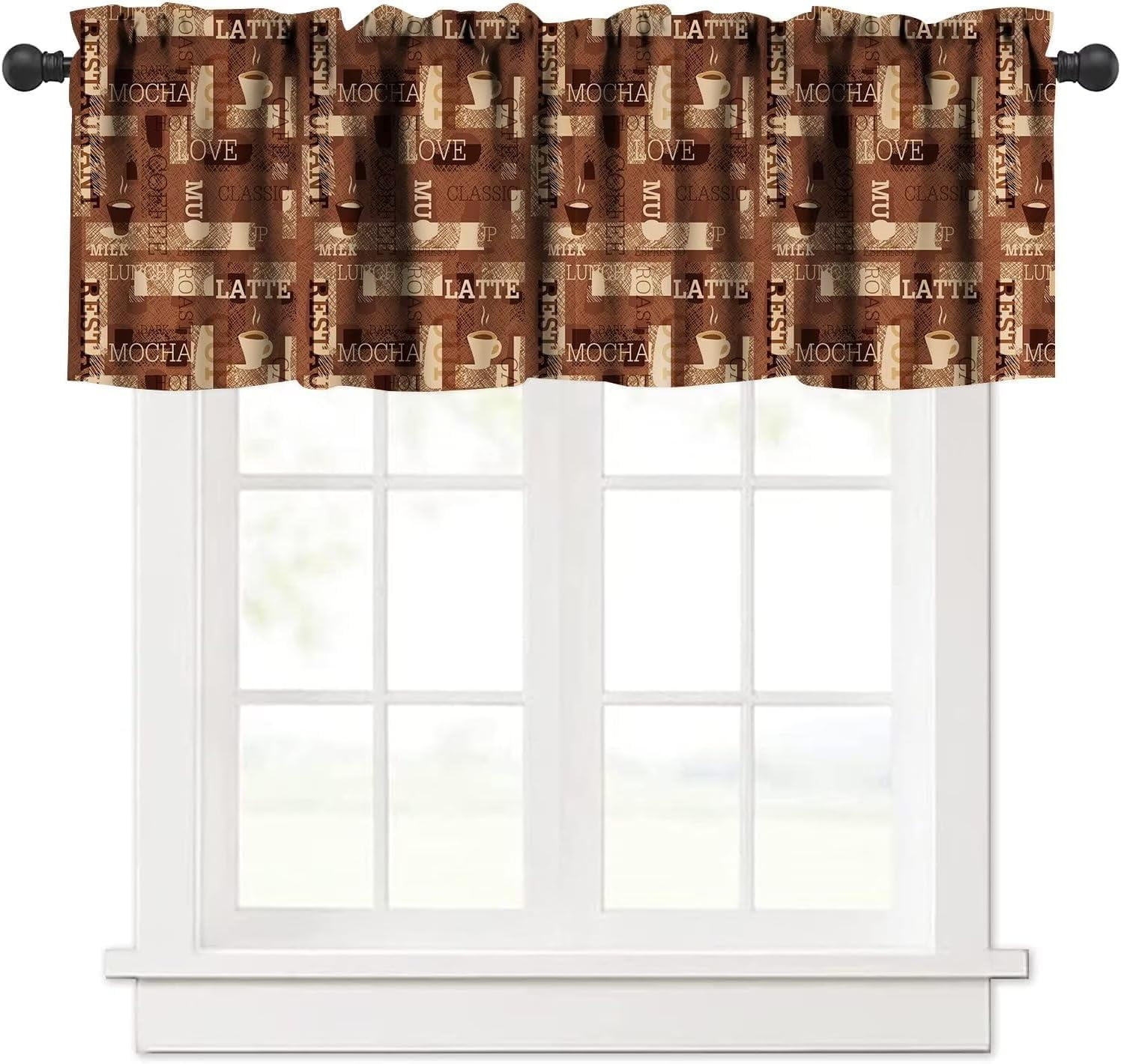 CoffeeValance Curtain Cafeteria Pattern with Hot Mocha Latte Milk ...