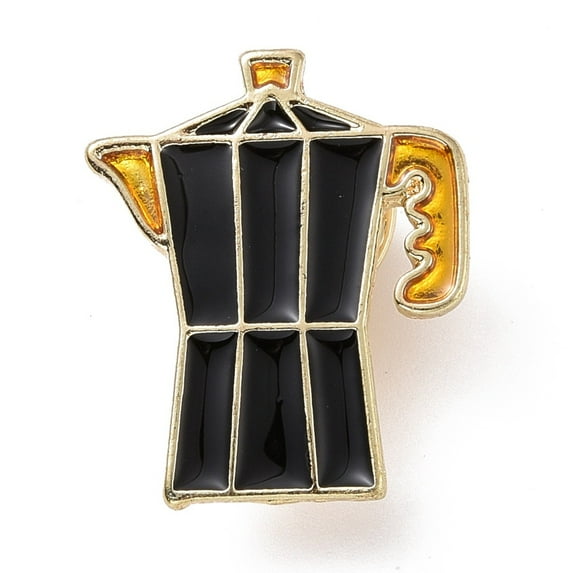 Coffeepot Enamel Pin Light golden Plated Alloy Badge for Backpack ...