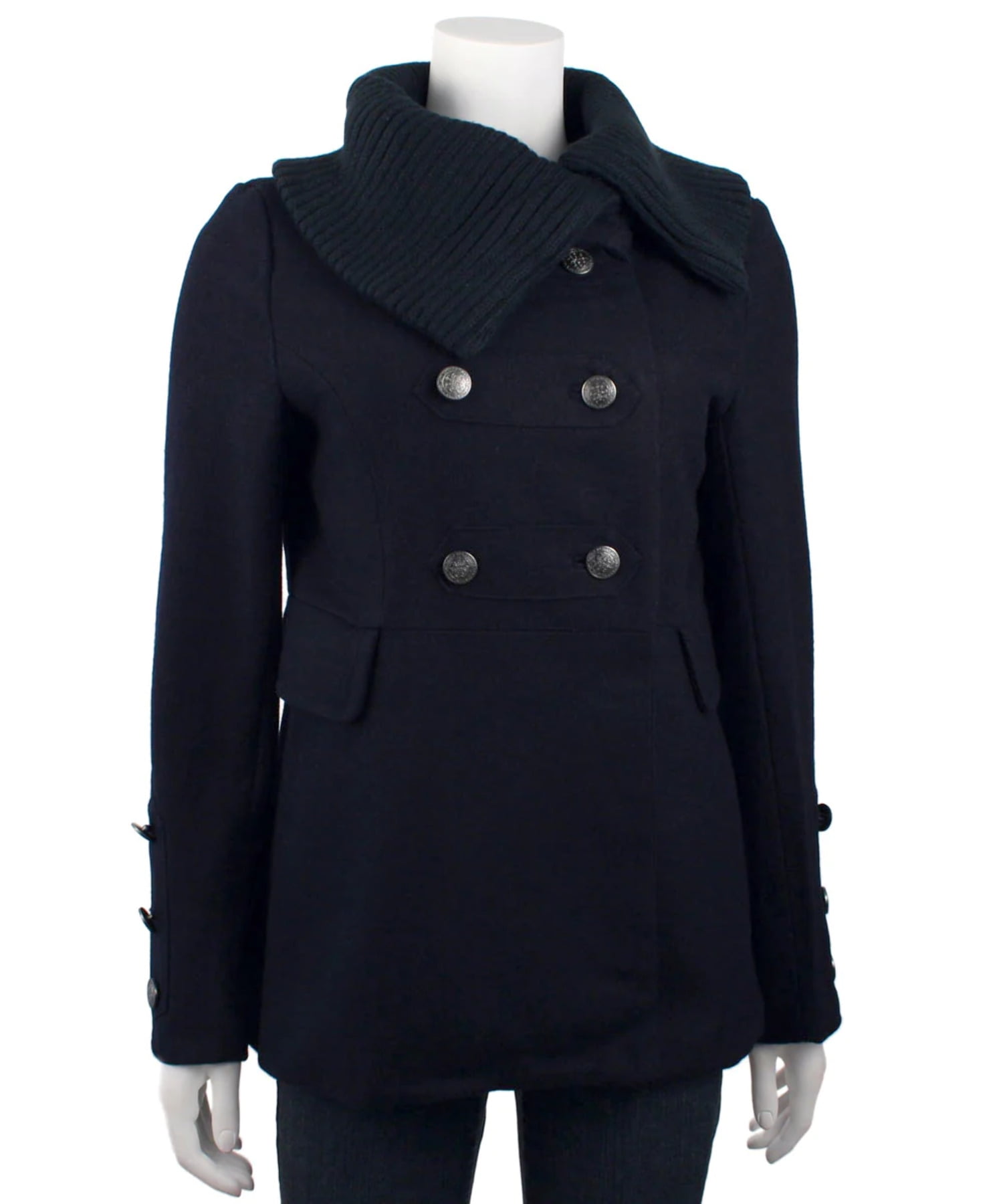 Coffeeshop Double Breasted Knit Collar Military Jacket - Walmart.com