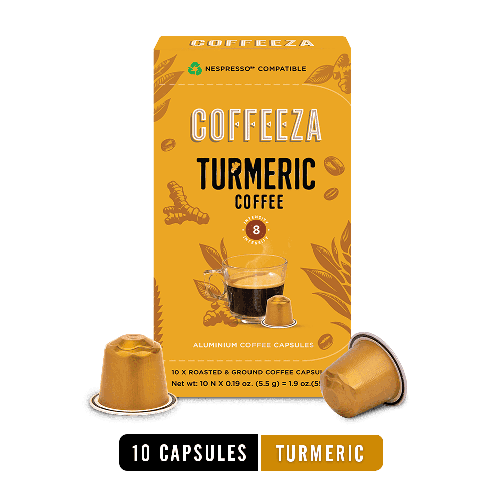 Coffeeza Turmeric Coffee Pods, Nespresso Compatible, 10 Capsules ...