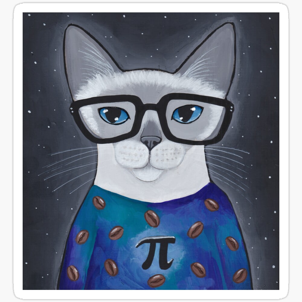 Cofffe And Pi Siamese Cat Sticker Phone Decal Water Bottle Stickers Car ...