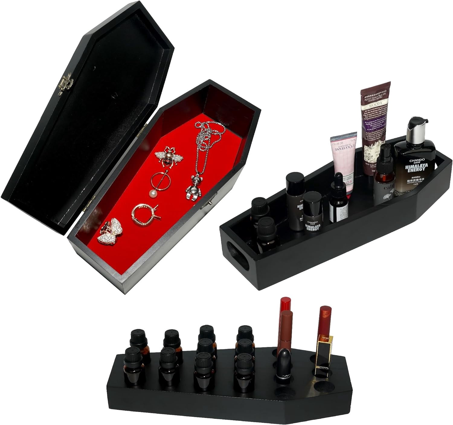 Coffin Box Sets-Big-Pack of 3, Coffin Makeup Organizer Sets, Including ...