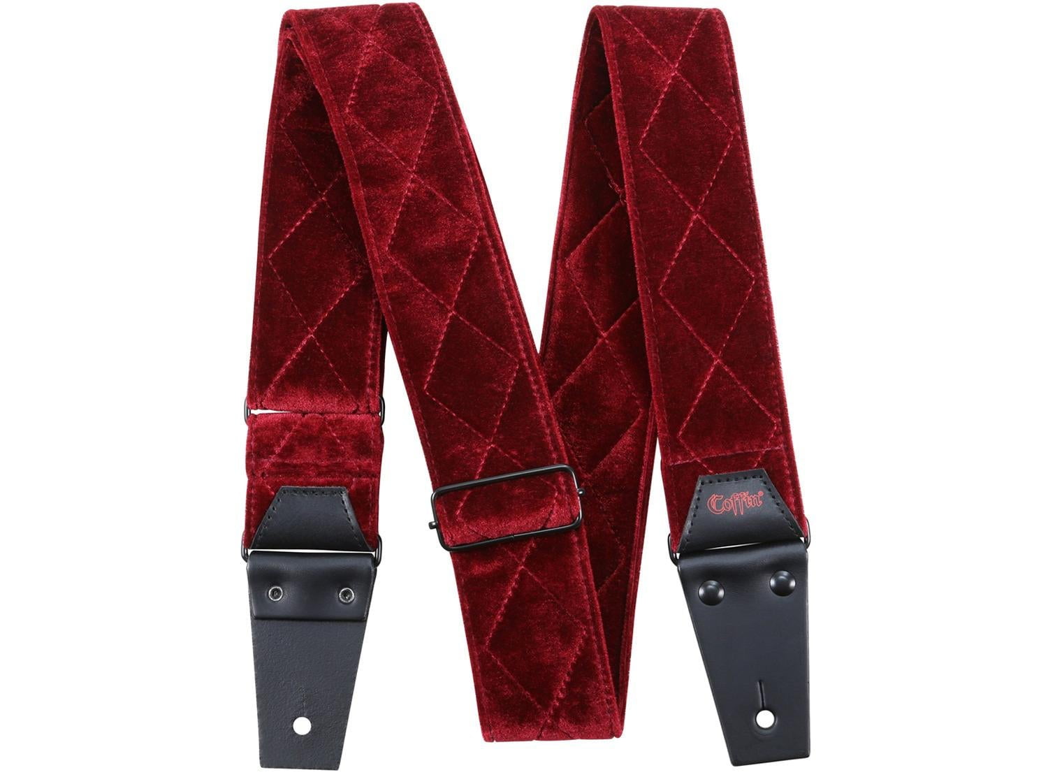 Coffin Case 'The Count' Leather-Tipped Red Velvet Guitar Strap for Neck ...