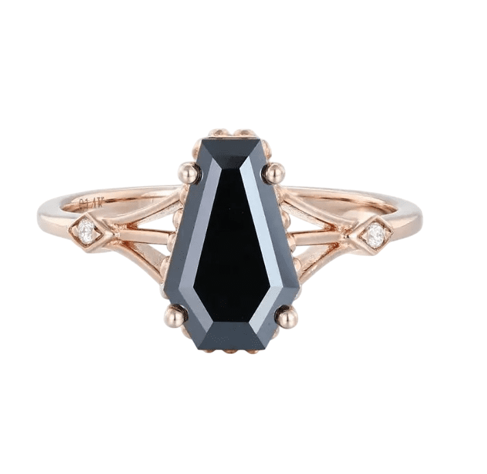 Coffin Cut Natural Black Onyx and Lab-Created Moissanite Accent ...