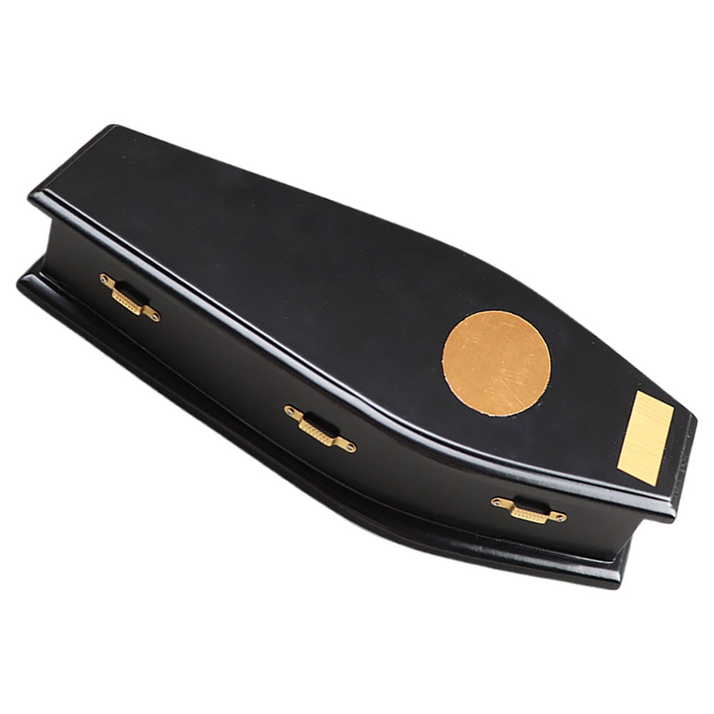GOOHOCHY Black Wooden Coffin Box for Decor Elegant Miniature Furniture ...
