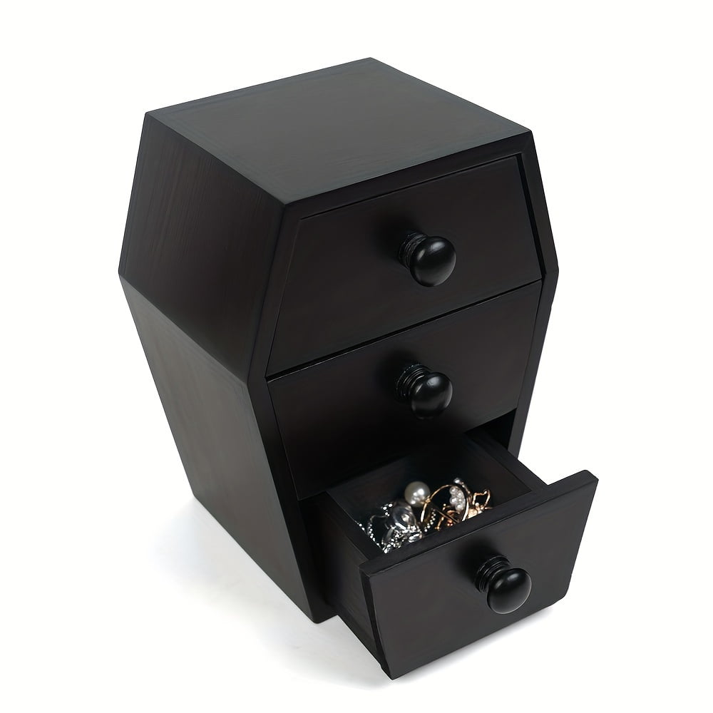 Coffin Jewelry Organizer with 3 Drawers, Coffin-Shaped Jewelry Box for ...