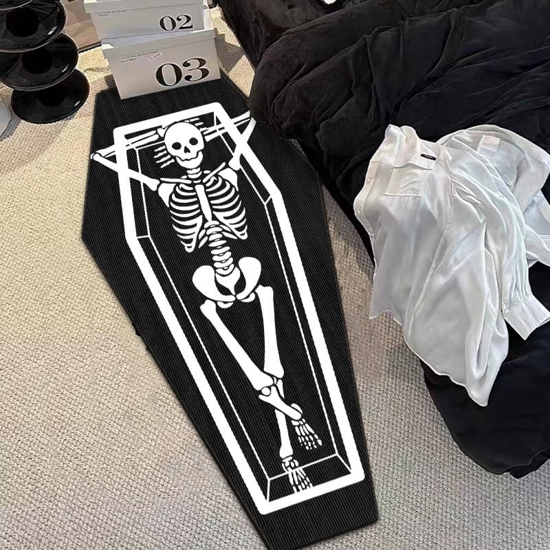 Coffin‑Shaped Skull Spider‑Web Monster Printed Non‑Slip Floor Mat ...