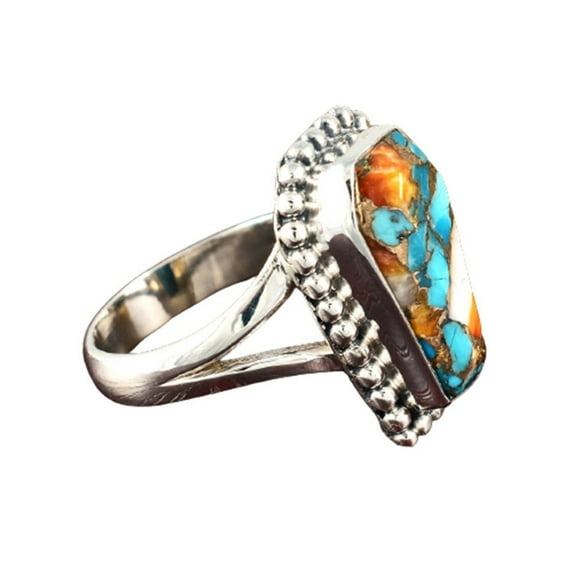Coffin Turquoise Rings, Oyster Copper Turquoise Ring, 925 Solid Silver ...