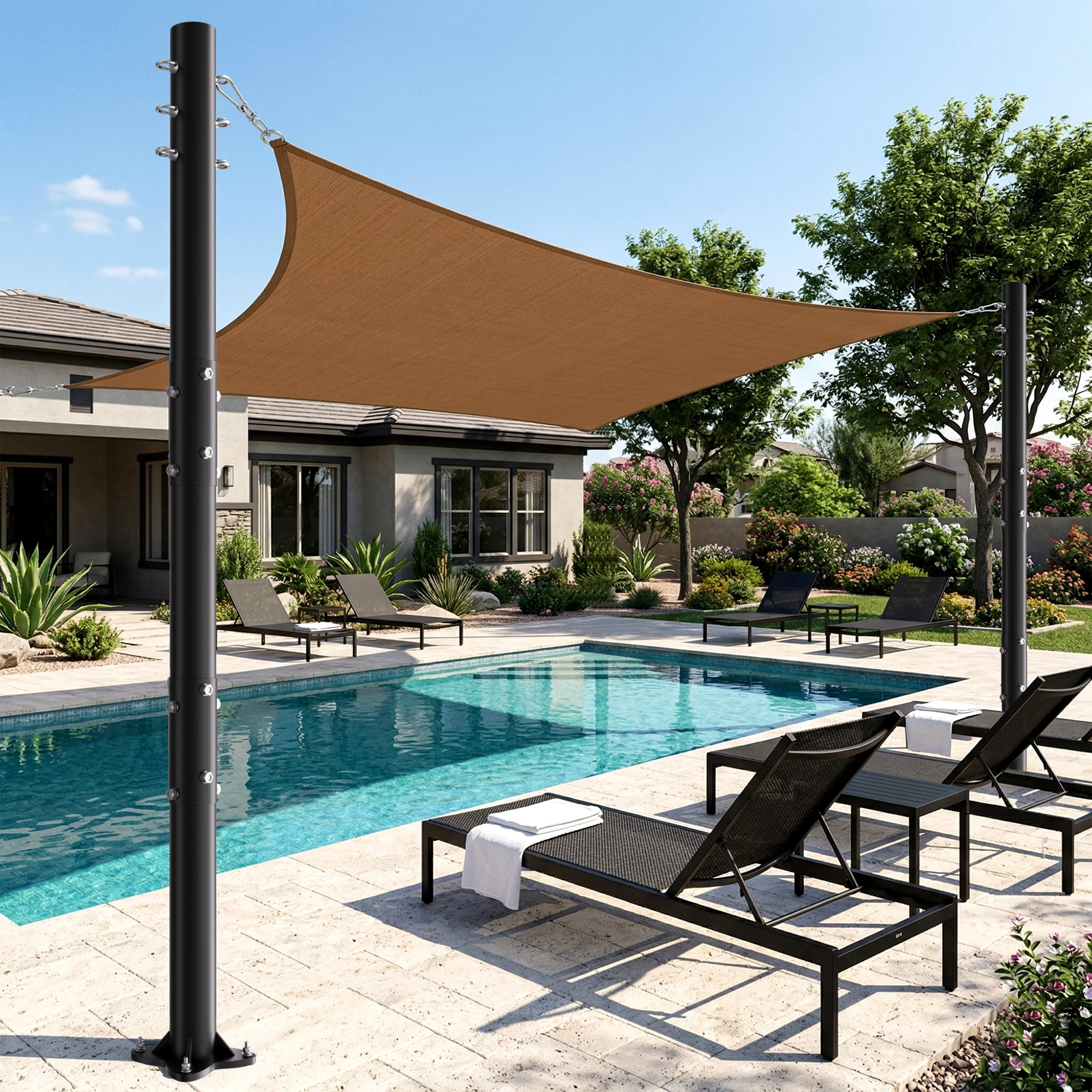 Cofiyard 10 FT Sun Shade Sail Poles, 2.6" Diameter Sun Shade Poles, 2 ...