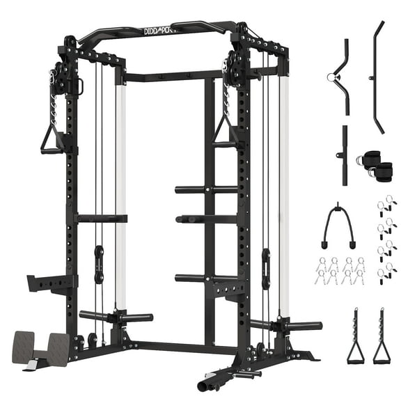 Power Cage, 2500 lbs Multi-Function Power Rack with Adjustable Cable ...